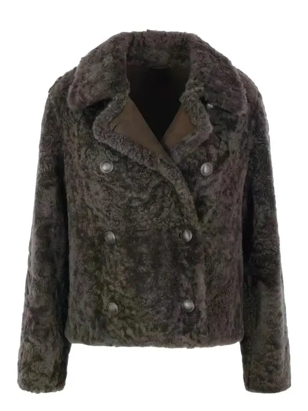Brunello Cucinelli Double-breasted Shearling Coat - Grey