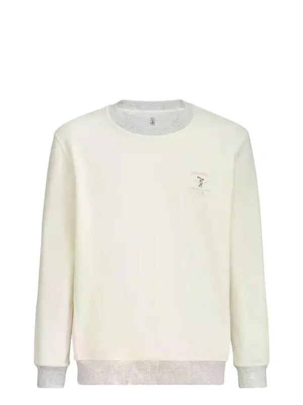 Brunello Cucinelli Cotton French Terry Sweatshirt With Embroidery - Neutrals