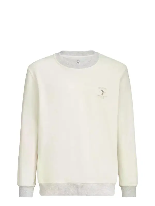 Brunello Cucinelli Cotton French Terry Sweatshirt With Embroidery - Neutrals