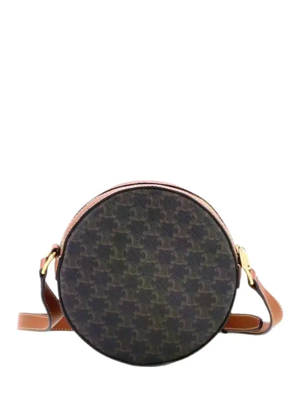 Celine Triomphe Coated Canvas Round Purse On Strap Bag - Brown