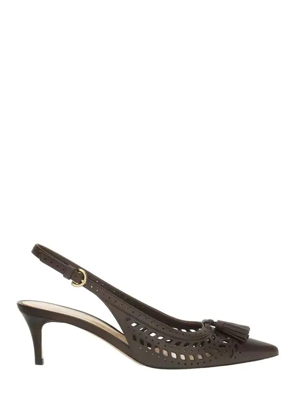 GIANVITO ROSSI Laser-cut Slingback Pumps - Brown