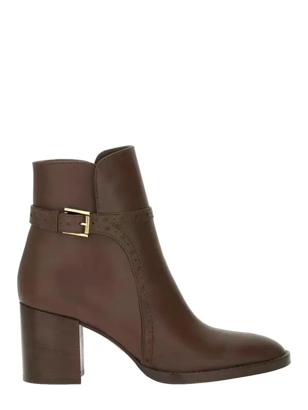 GIANVITO ROSSI Buckle-strap Brogue Detail Ankle Boots - Brown