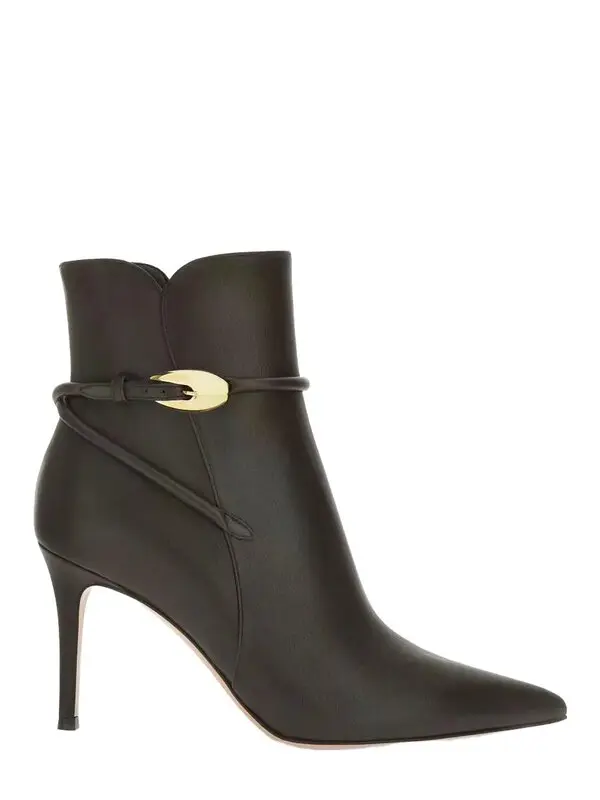 GIANVITO ROSSI Buckle-detail Leather Ankle Boots - Brown