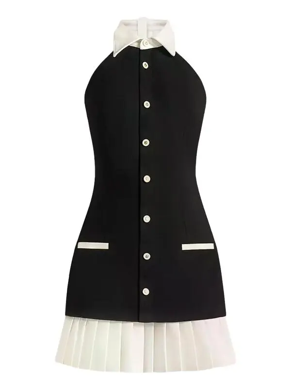 Manière De Voir Jasmine Halterneck Pleated Mini Dress - Black