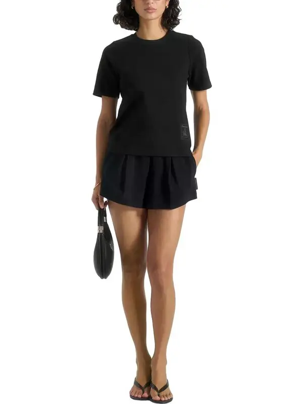 Manière De Voir Sh002 In Gathered-waist Cotton Shorts - Black
