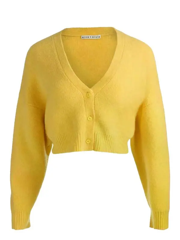 Alice + Olivia Maureen Cropped Cardigan - Yellow