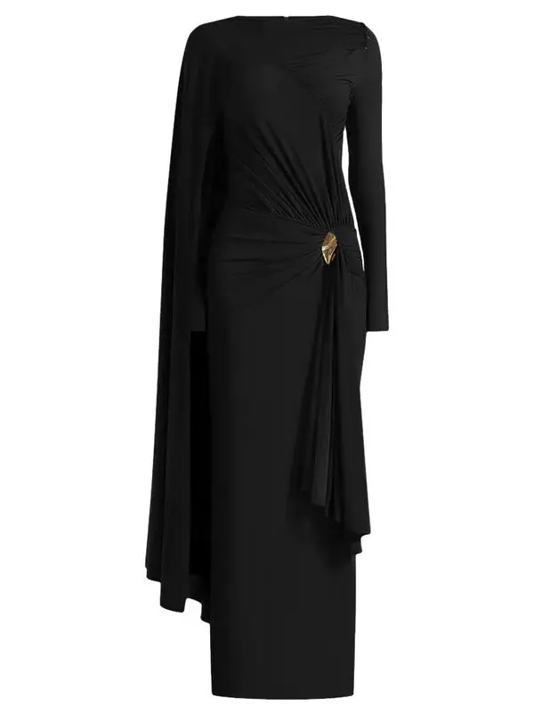Manière De Voir Edena Asymmetrical Draped Maxi Dress - Black