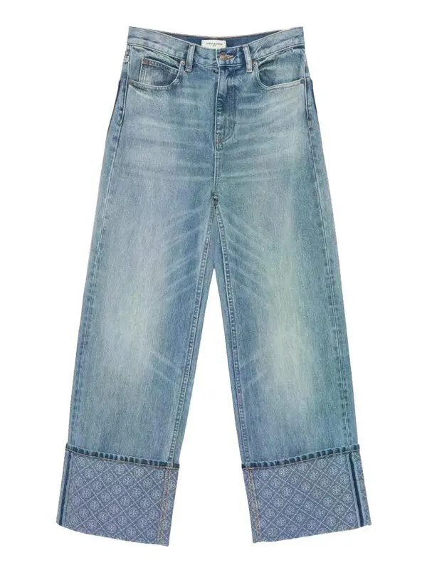 Tory Burch Monogram Turned-up Jeans - Blue