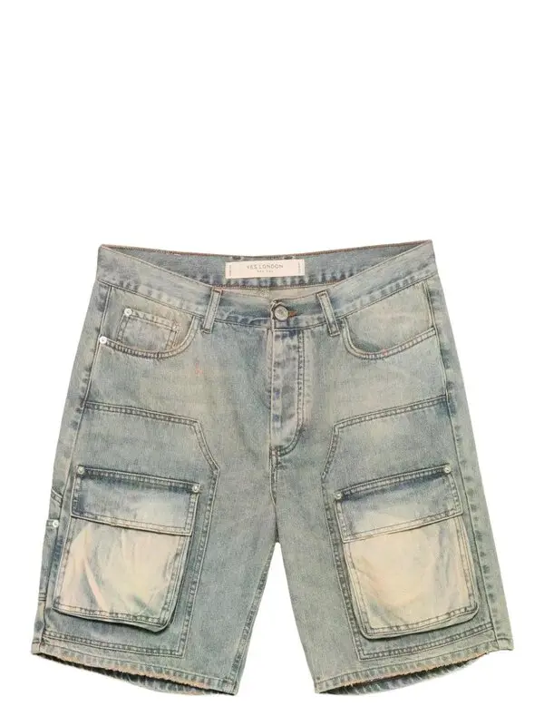 YES LONDON Faded Cargo Shorts - Blue