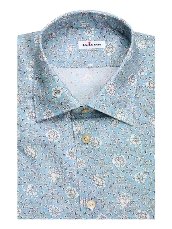 Kiton Long-sleeve Floral Shirt - Blue
