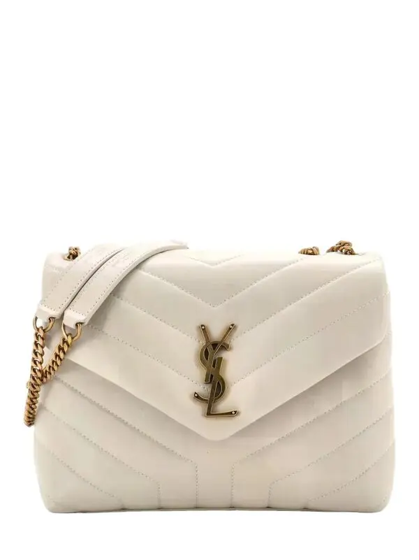 Saint Laurent Small Loulou Matelassé Chevron Leather Shoulder Bag - Neutrals