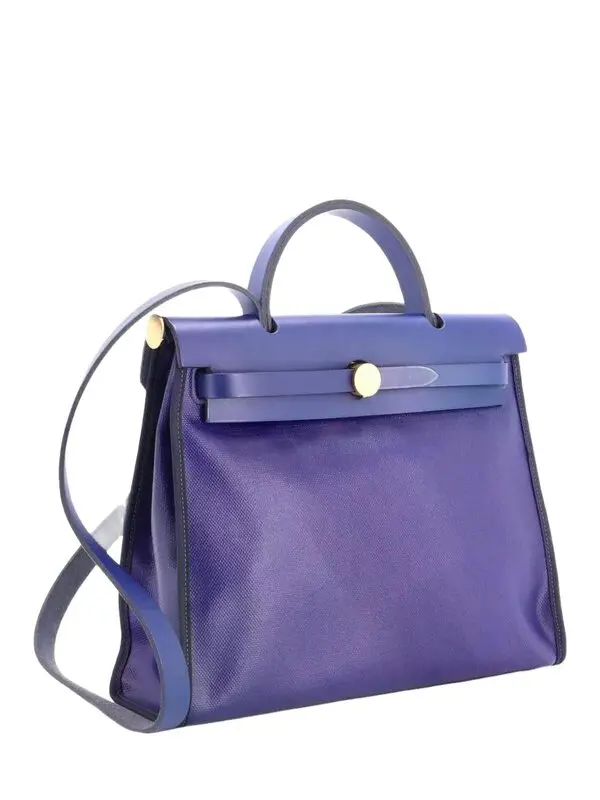 Hermès Herbag Zip Berline 31 Shoulder Bag In Vache Canvas And Leather - Blue