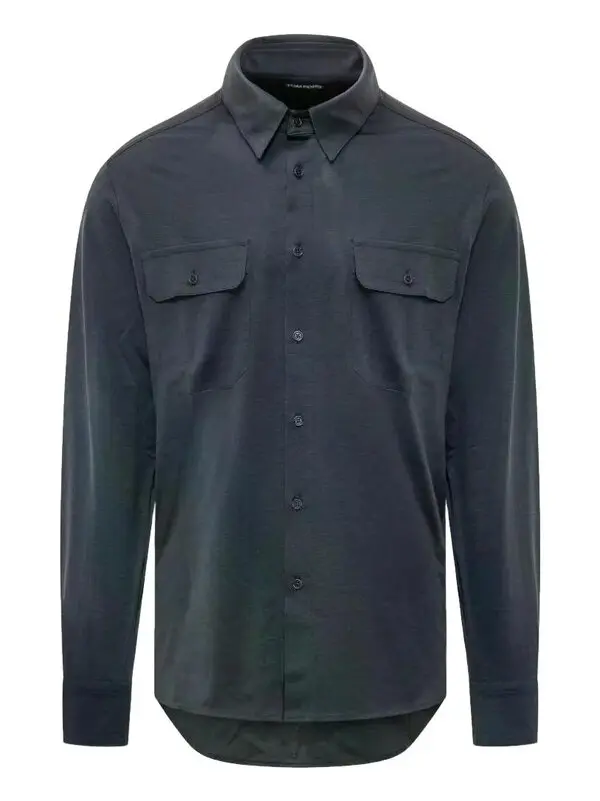 TOM FORD Button-up Chest-pocket Shirt - Blue