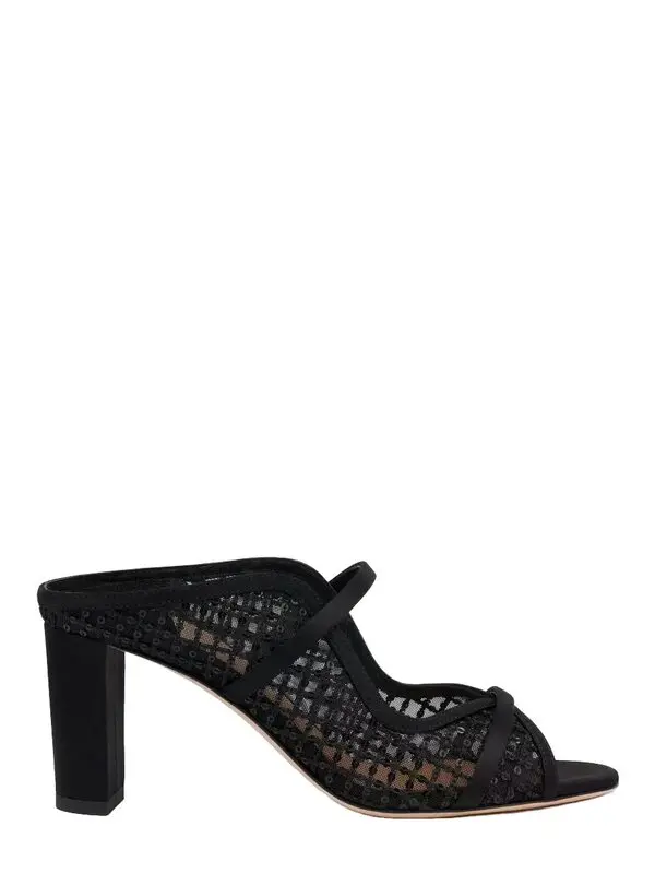 MALONE SOULIERS Norah Sequin Embellished Mesh Sandals - Black