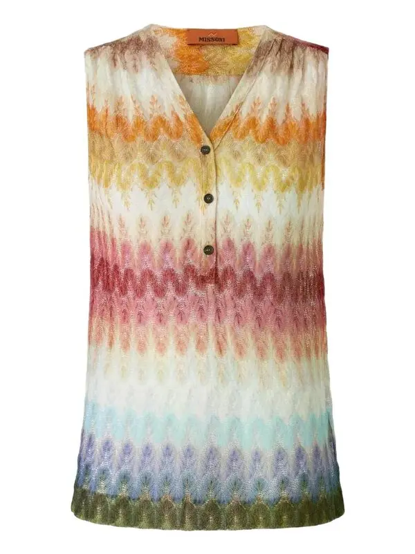 Missoni Zigzag-knit Sleeveless Top - Neutrals