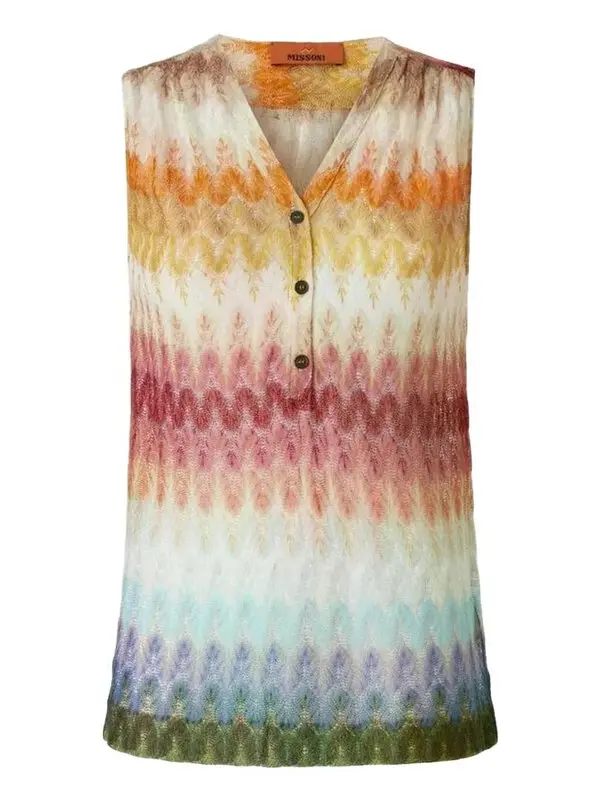 Missoni Zigzag-knit Sleeveless Top - Neutrals