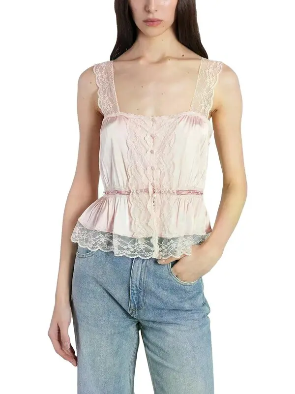 Alice + Olivia Annabeth Lace-trimmed Ruffled Top - Pink