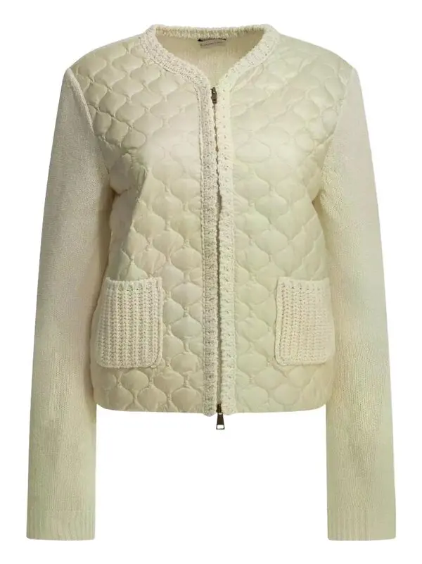 Moncler Quilted Down Panel Knitted Sweater - Neutrals