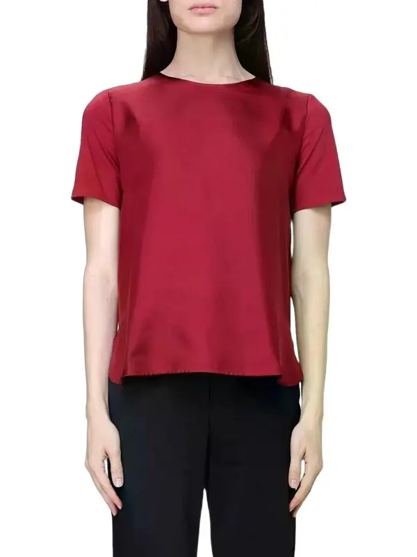 Max Mara Satin Finish Short Sleeve T-shirt - Red