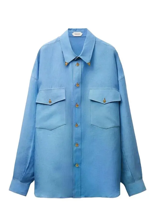 Versace Linen Relaxed Shirt - Blue