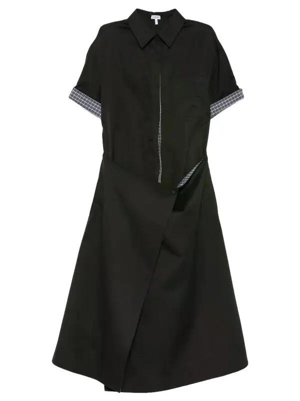 Loewe Panelled Check Shirt Dress - Black