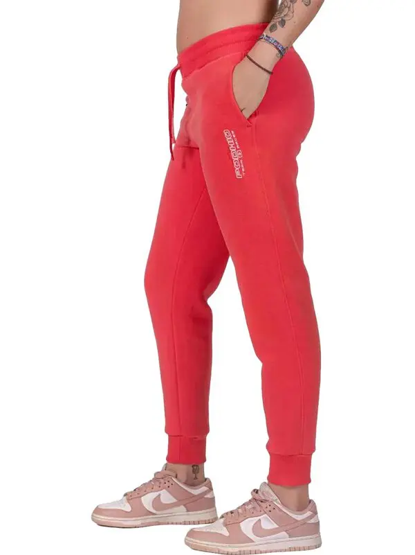 PODHIO Logo Print Drawstring Track Pants - Red