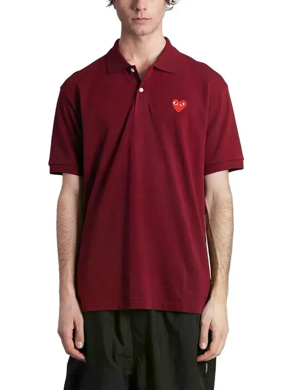 Play Comme Des Garcon Heart-patch Polo Shirt - Red
