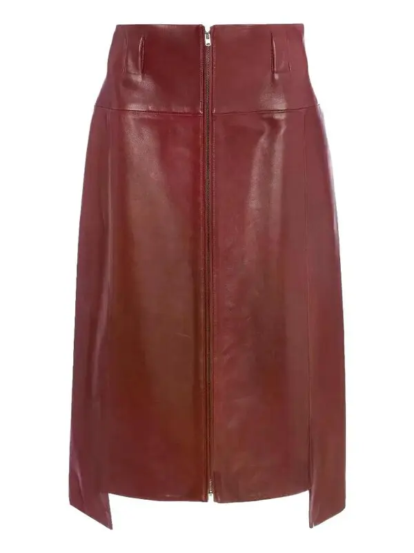 Victoria Beckham Leather Zip-front Skirt - Red