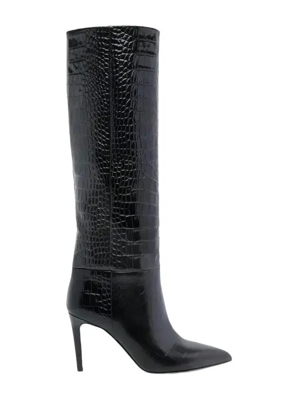 Paris Texas Croc-effect Patent Leather Boots - Black