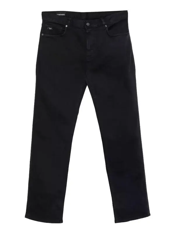 Emporio Armani Straight Leg Jeans With Logo Patch - Blue
