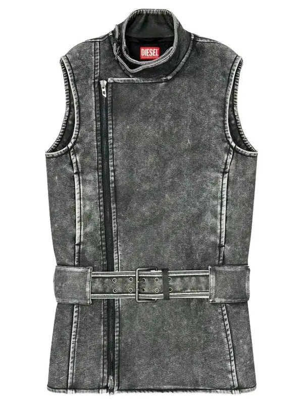 DIESEL® Biker-style Belted Mini Dress - Grey