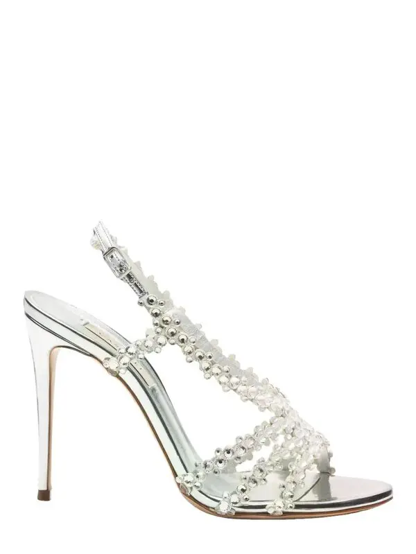 Casadei Julia C-love Crystal-embellished Slingback Sandals - Silver