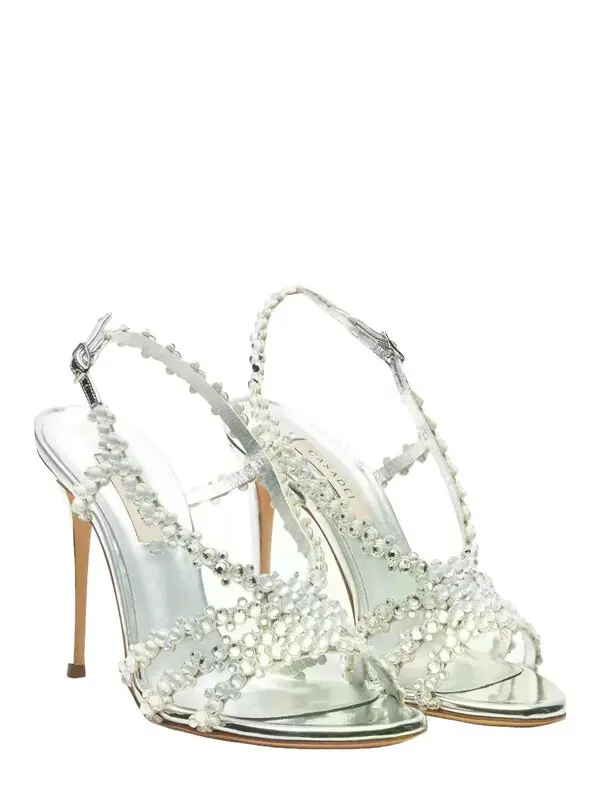Casadei Julia C-love Crystal-embellished Slingback Sandals - Silver