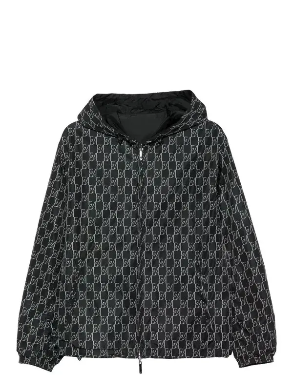 Emporio Armani Monogram Print Reversible Jacket - Black