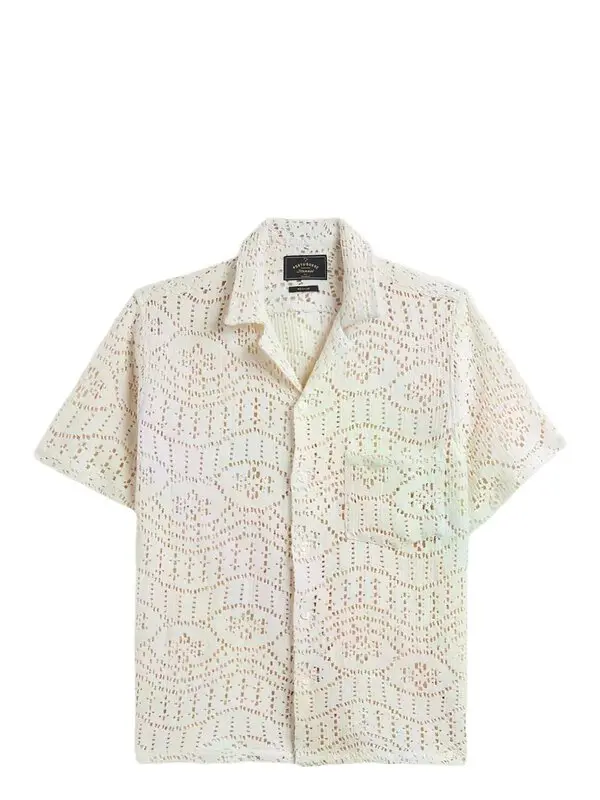 Portuguese Flannel Eye Crochet-knit Short-sleeve Shirt - Neutrals