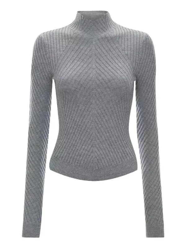 Victoria Beckham Ribbed Knit Sweater - Grey