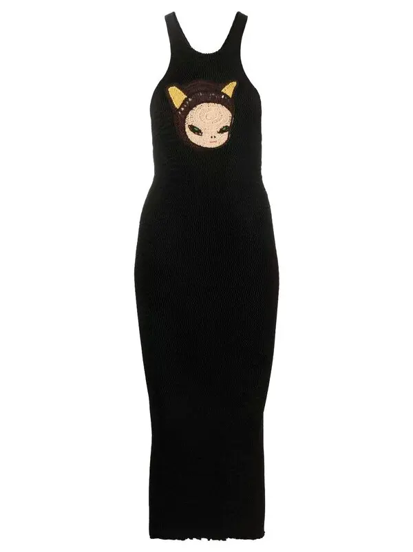 Stella McCartney Nara Crochet Detail Midi Dress - Black