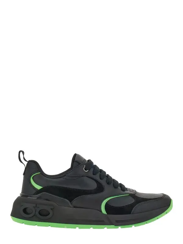 FERRAGAMO Two-tone Lace-up Sneakers - Black