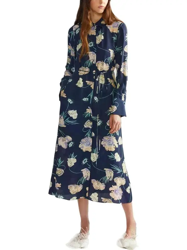 Erdem Floral Print Midi Dress - Blue