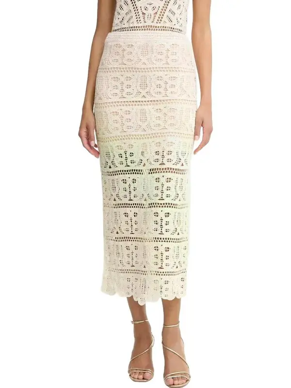 Guess Scalloped-edge Midi Skirt - Neutrals