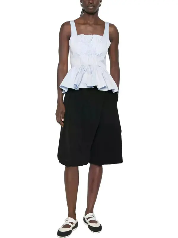 MARQUES' ALMEIDA Gathered Square Neck Sleeveless Top - Blue