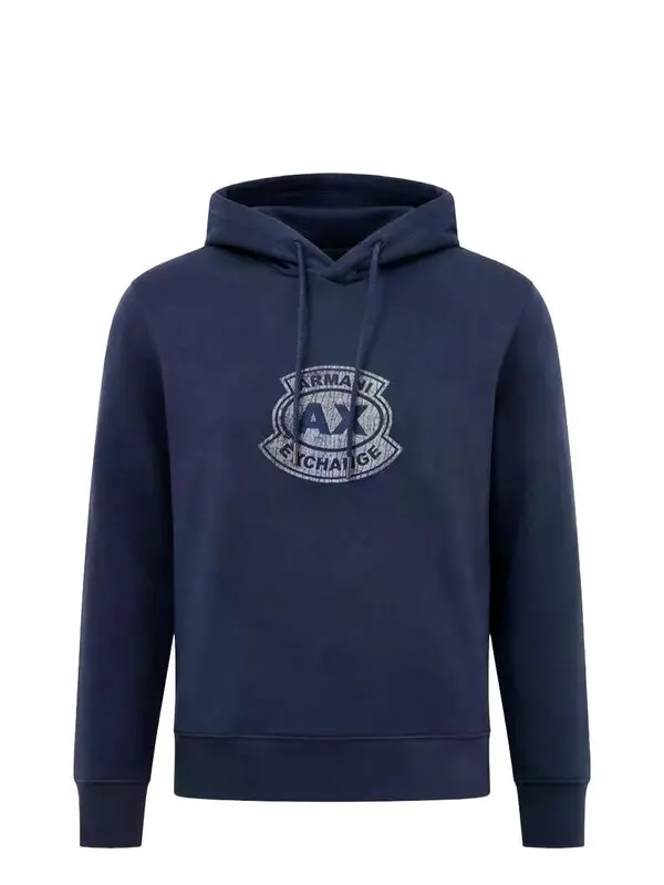 Armani Exchange Stretch Cotton Blend Hooded Sweatshirt - Blue