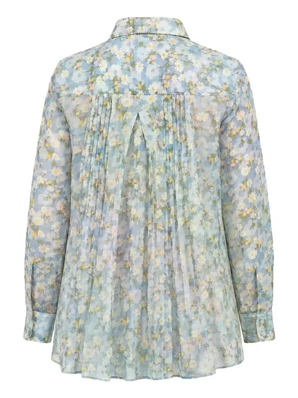 DHAARI Floral Print Pleated Shirt - Blue