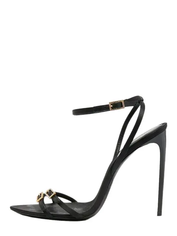 Saint Laurent Cassie Crystal-embellished Stiletto Sandals - Black