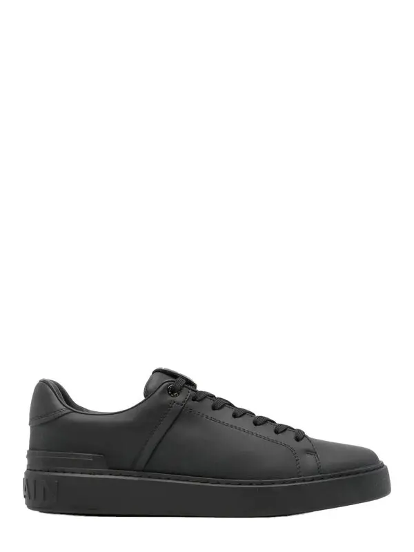 Balmain Logo-embossed Leather Sneakers - Black