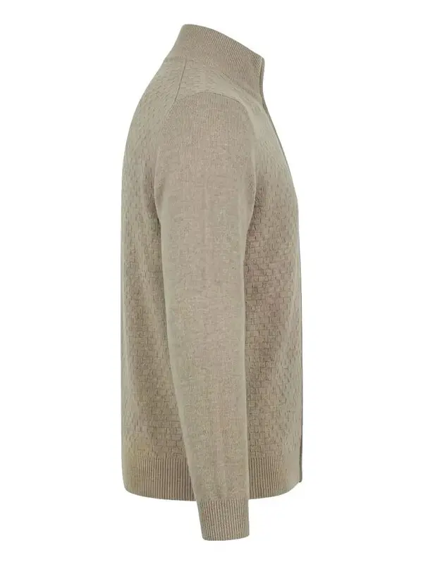 TOMBOLINI Basket-weave Zip-up Cardigan - Neutrals