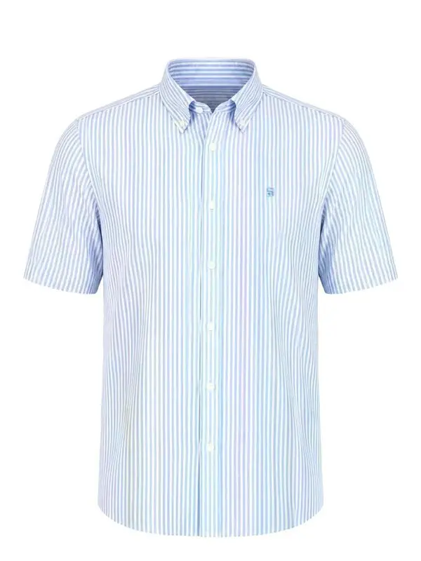 BOSS Vertical-stripe Short-sleeved Shirt - Blue