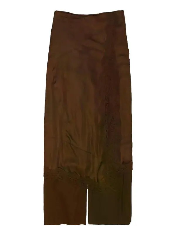 Bimba Y Lola Asymmetric Skort Trousers With Lace Trim - Brown