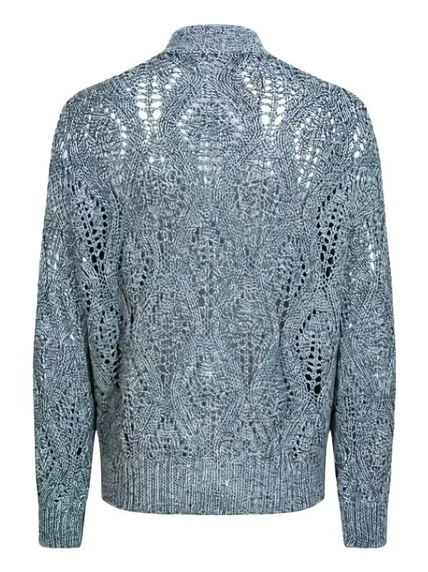 Eleventy Pointelle Knit Button-up Cardigan - Blue