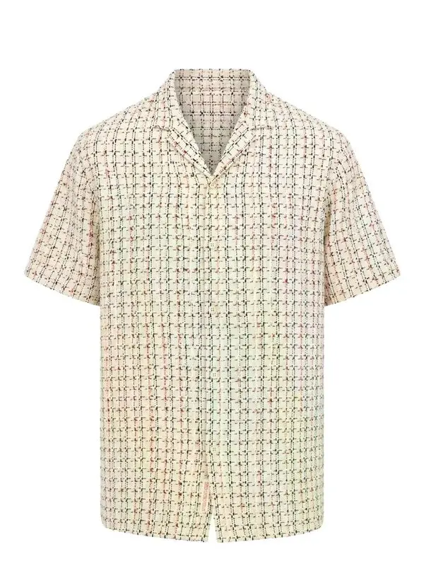 REVOLUTION NOW Bouclé-knit Cuban-collar Shirt - Neutrals